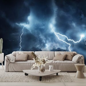 Lightening Storm Wallpaper Mural - Etsy
