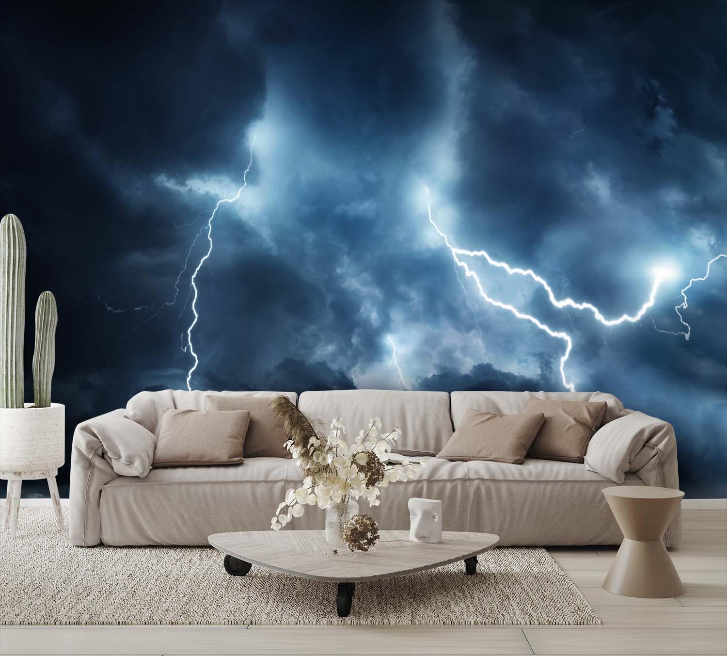 Lightening Storm Wallpaper Mural - Etsy