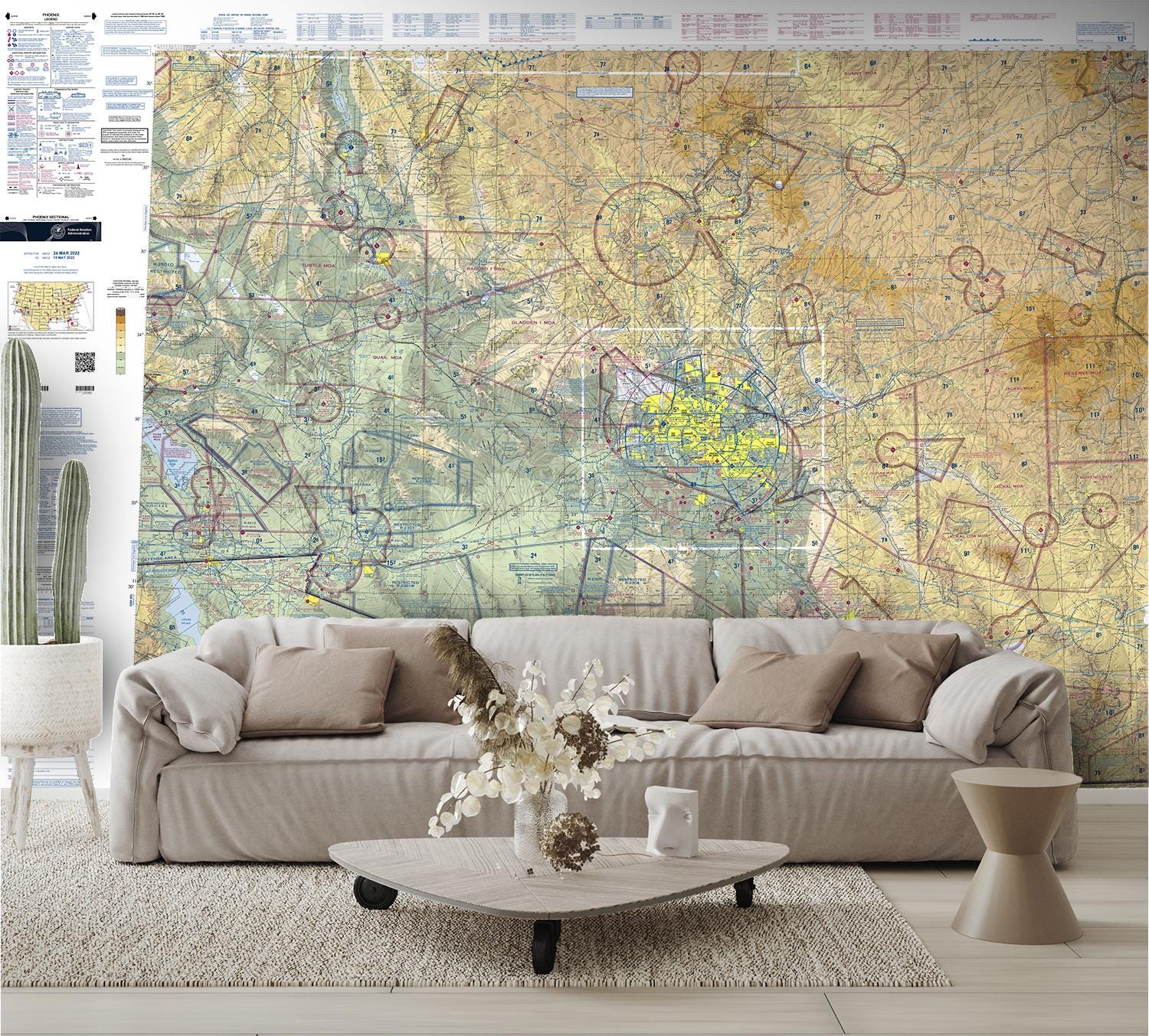 Phoenix VFR Aviation Aeronautical Chart for Pilots Wall Mural - Etsy