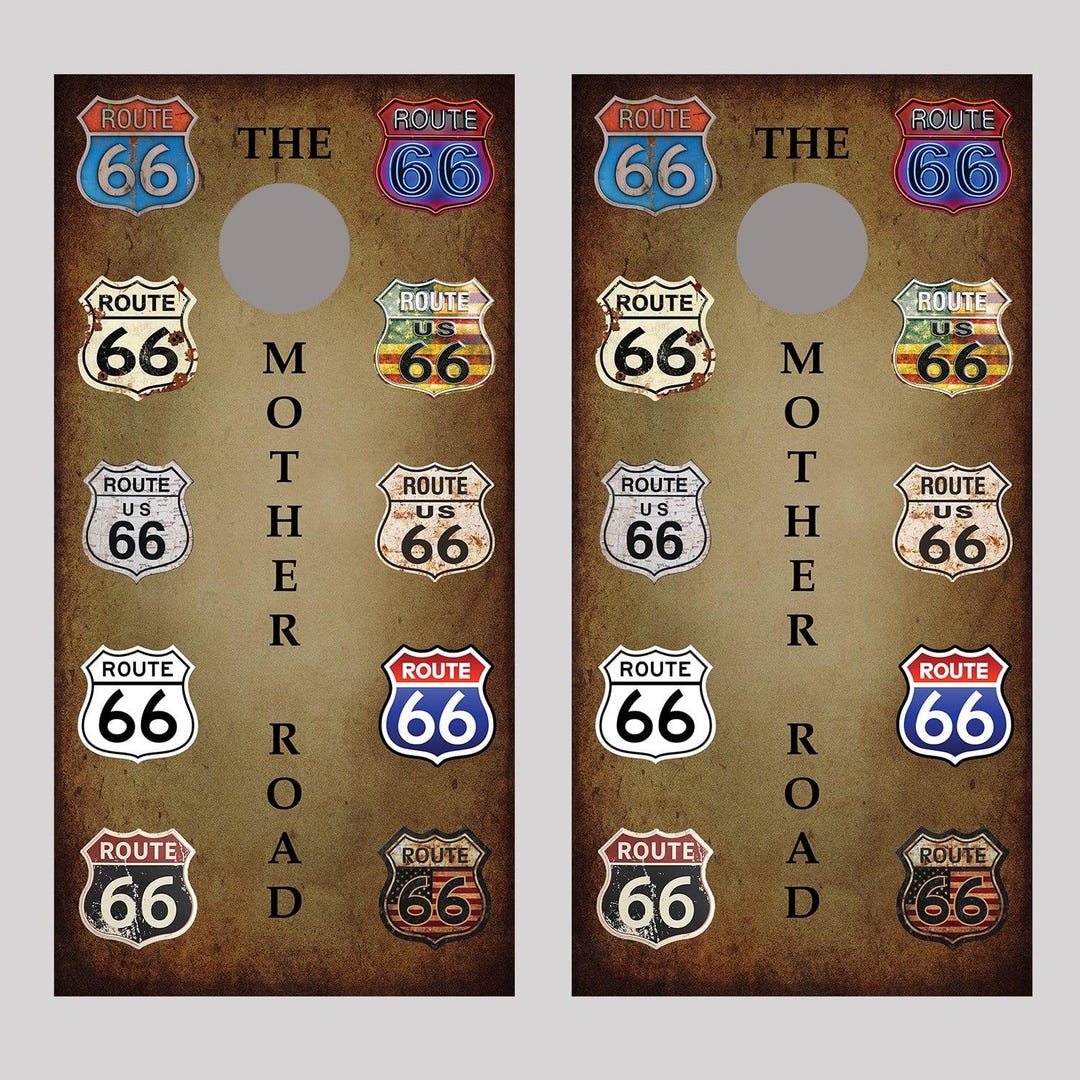 Route 66 Signs Cornhole Board Decal Wraps Corn Hole - Etsy