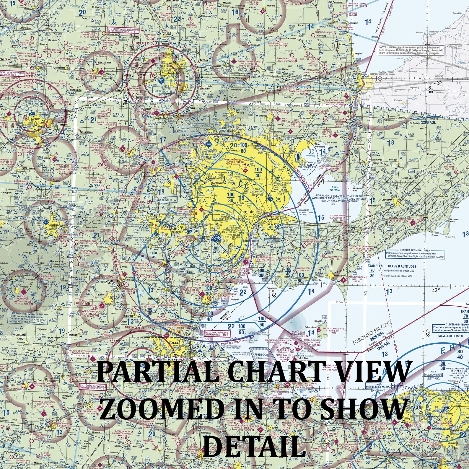 Detroit VFR Aviation Aeronautical Chart for Pilots Wall Mural - Etsy