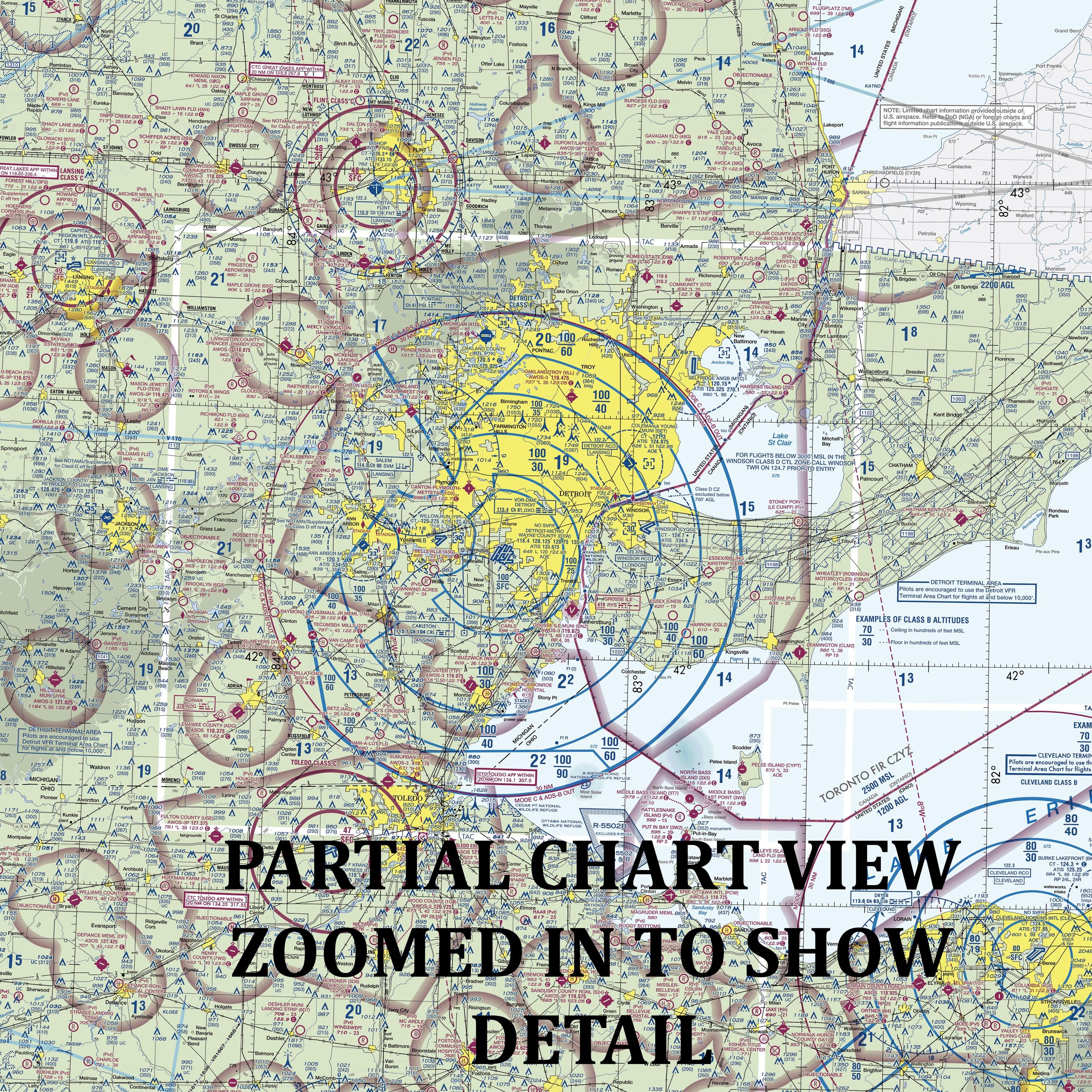 Detroit VFR Aviation Aeronautical Chart for Pilots Wall Mural - Etsy