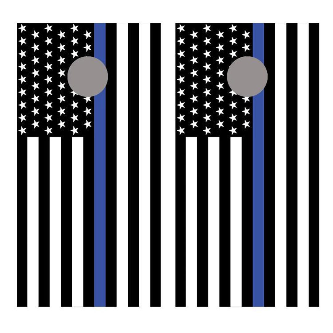 Customization Available - Thin Blue Line Stars Left American Flag ...