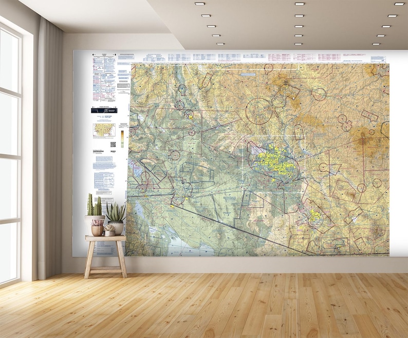 Phoenix VFR Aviation Aeronautical Chart for Pilots Wall Mural - Etsy