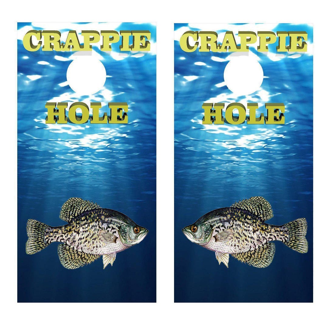 Crappie Hole Fish Water Design Cornhole Decal Wraps Customization ...