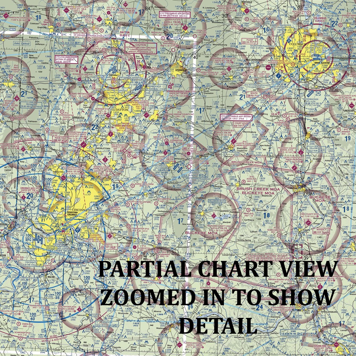 Cincinnati VFR Aviation Aeronautical Chart for Pilots Wall Mural - Etsy