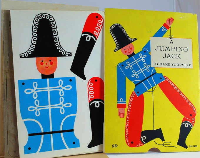 Vintage Jumping Jack Toy Paper Doll Unused DIY Ravensburg German Puppet ...