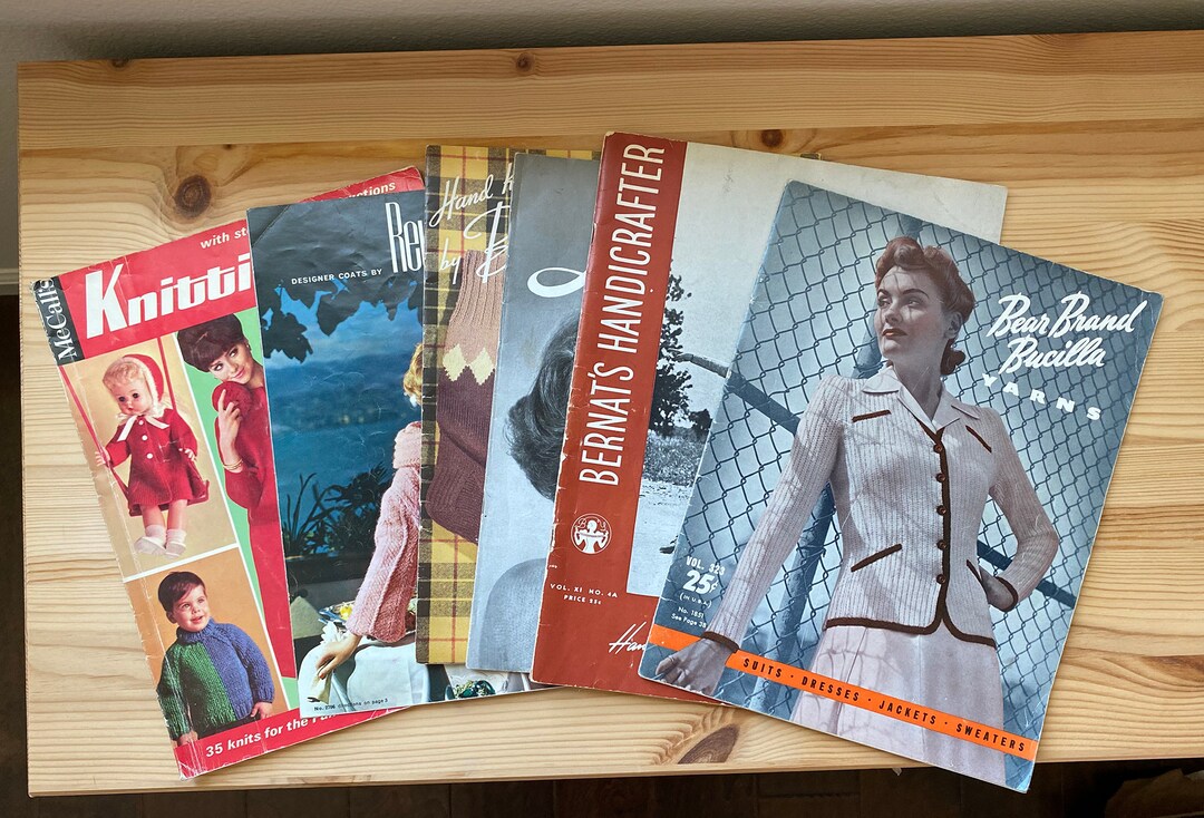 6 Vintage Knitting Magazines Booklets Women Men Children Textiles Books ...