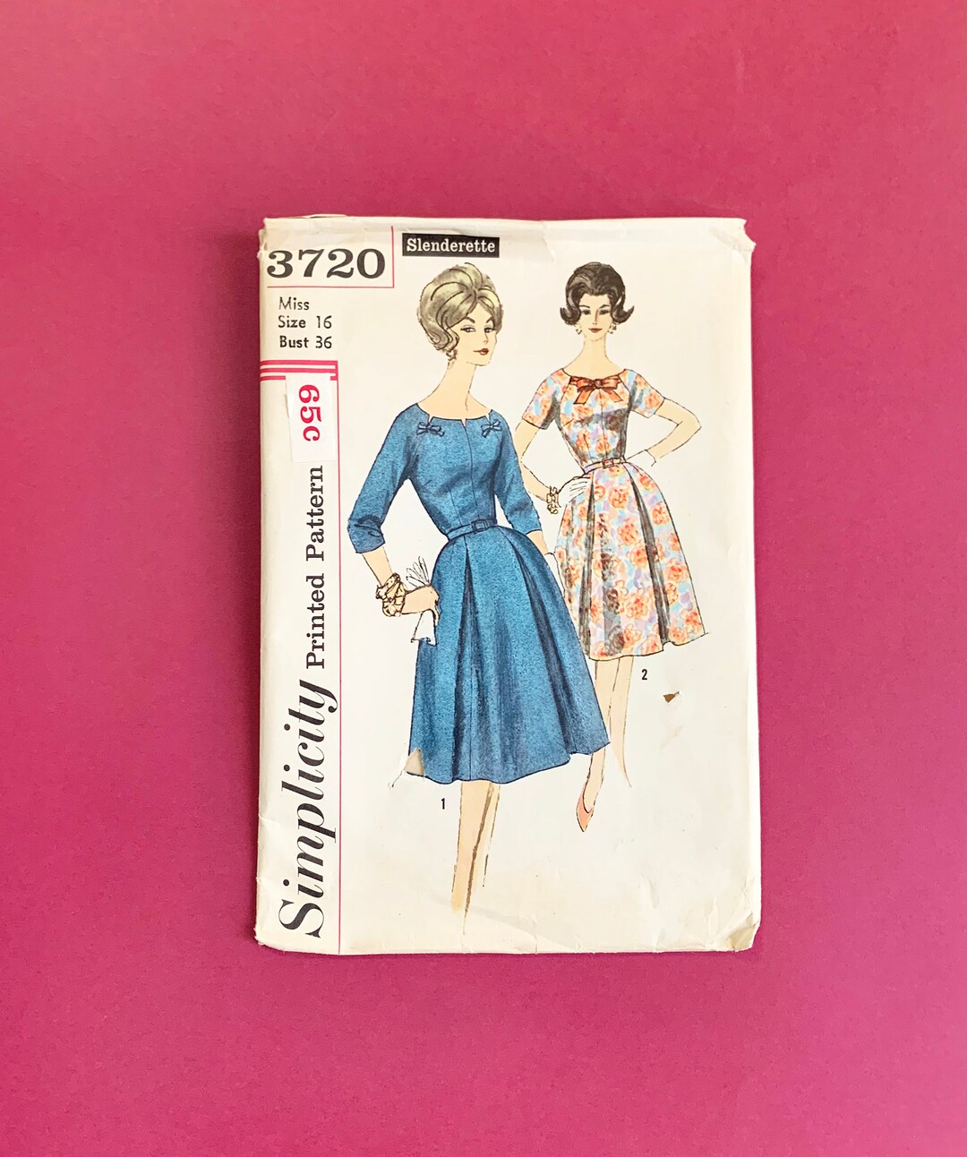 Original Vintage Dress Sewing Pattern Simplicity 3720 Slenderette ...