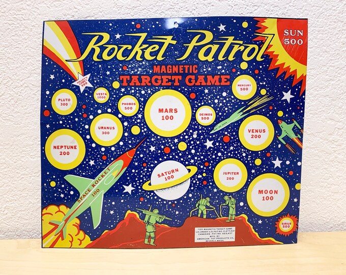Rare Vintage Metal Safe T Dart Board Double Sided Rocket Patrol and ...
