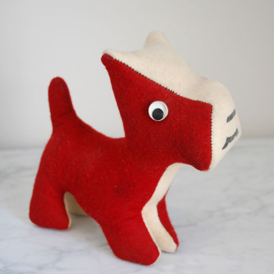 Vintage Red Felt Stuffed Dog Toy Mid Century Canine Hound Animal Boxer ...