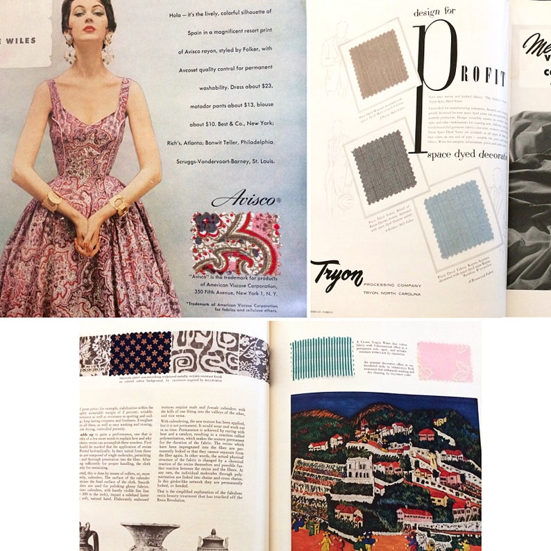 Vintage American Fabrics Magazine Spring 1954 With Actual Swatches Fun ...