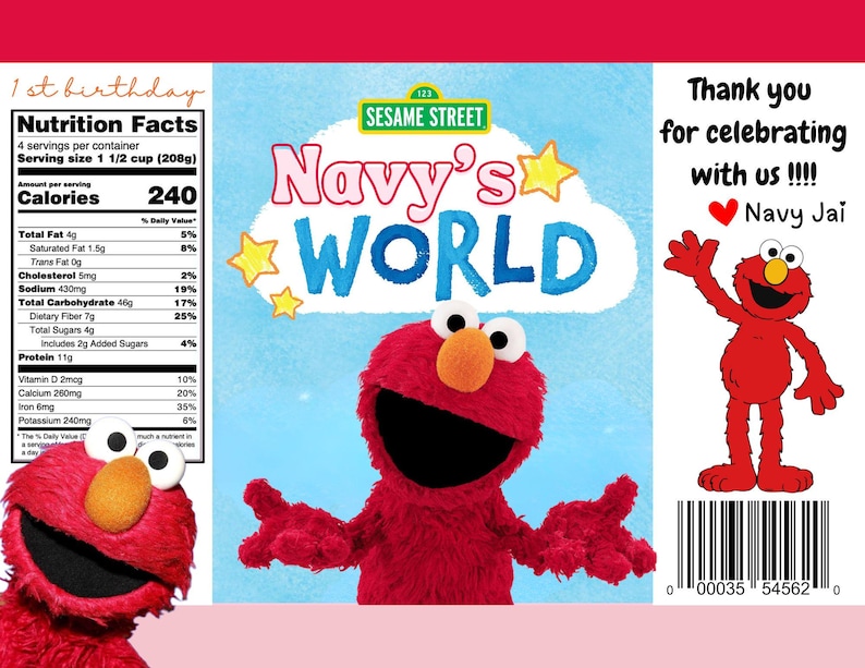 Elmo's World Chip Bag Template - Etsy