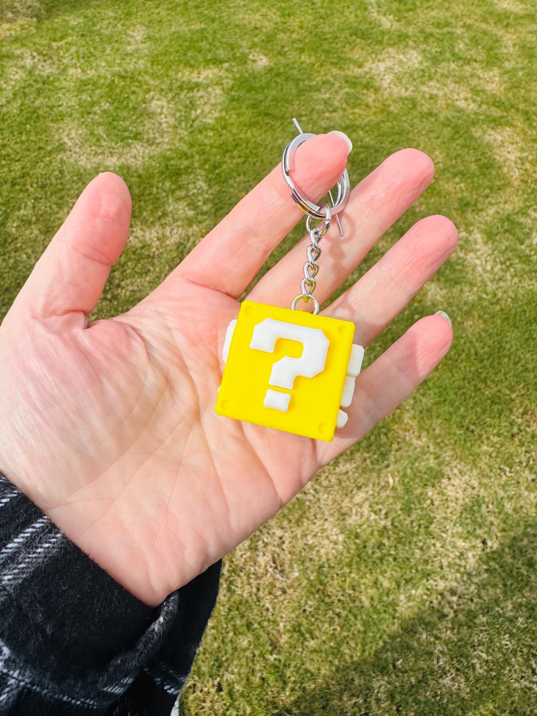 Mario Question Cube Inspired Keychain Retro Style Gamer Accessory ...