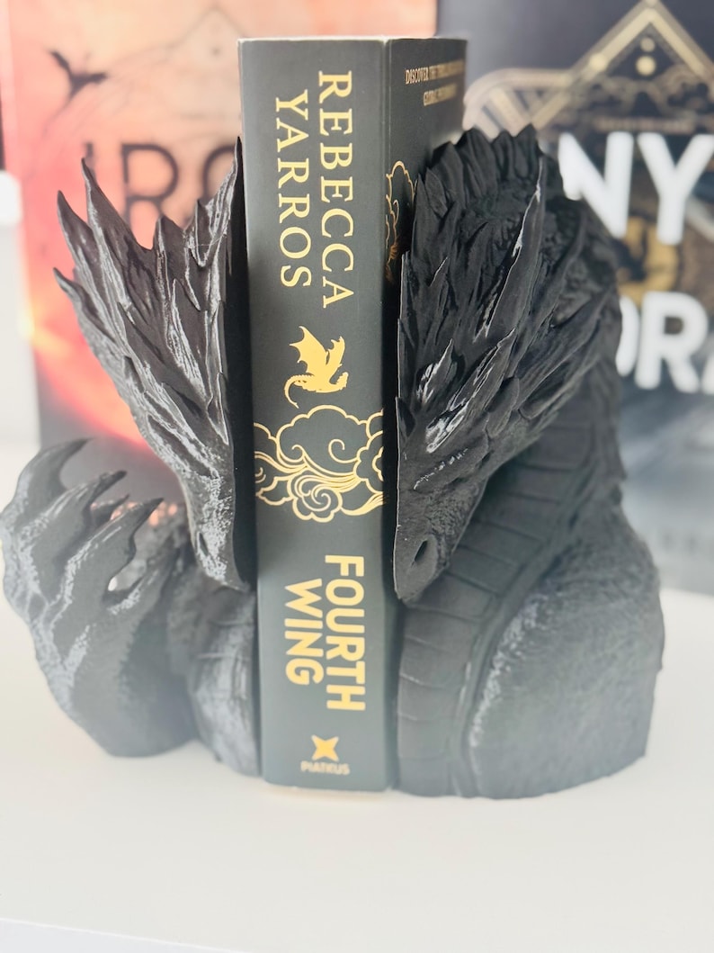 Elder Dragon Bookend: 3D Printed Fantasy Bookshelf Decor - Fourth Wing ...