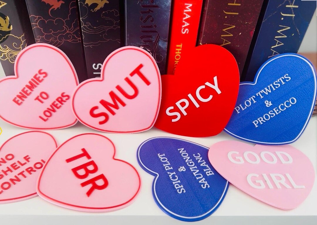 3D Printed Conversation Hearts Bookshelf Decor: Booktok Reading Gift - Etsy