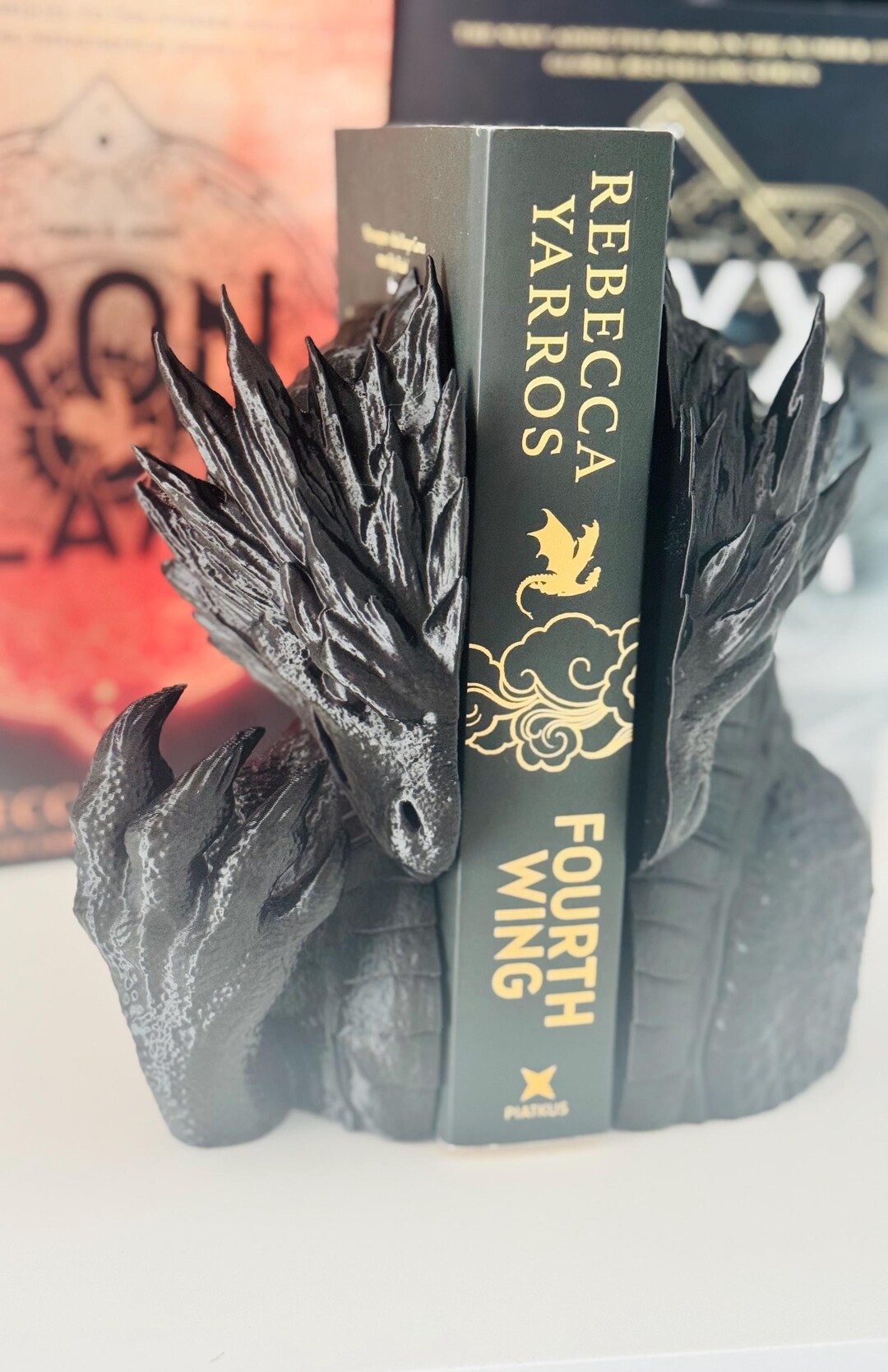Elder Dragon Bookend: 3D Printed Fantasy Bookshelf Decor - Fourth Wing ...
