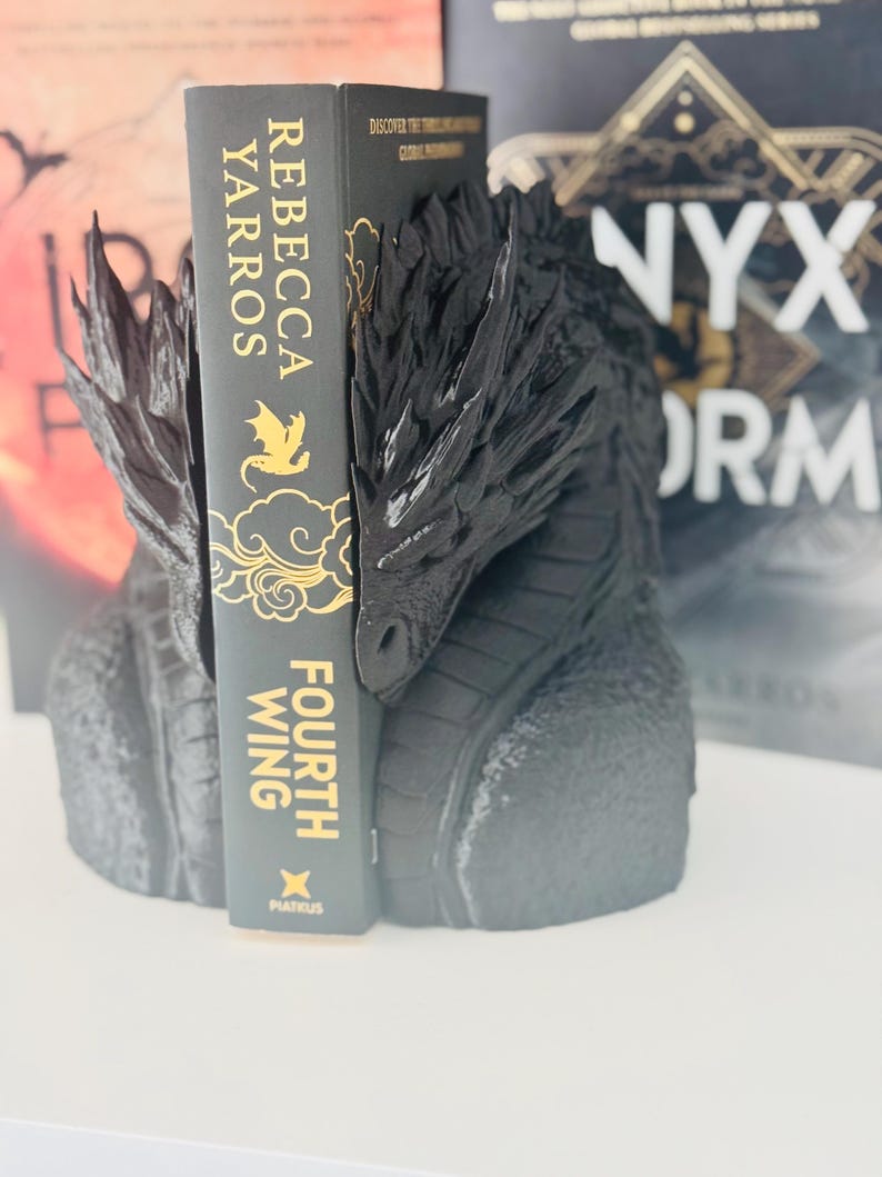 Elder Dragon Bookend: 3D Printed Fantasy Bookshelf Decor - Fourth Wing ...