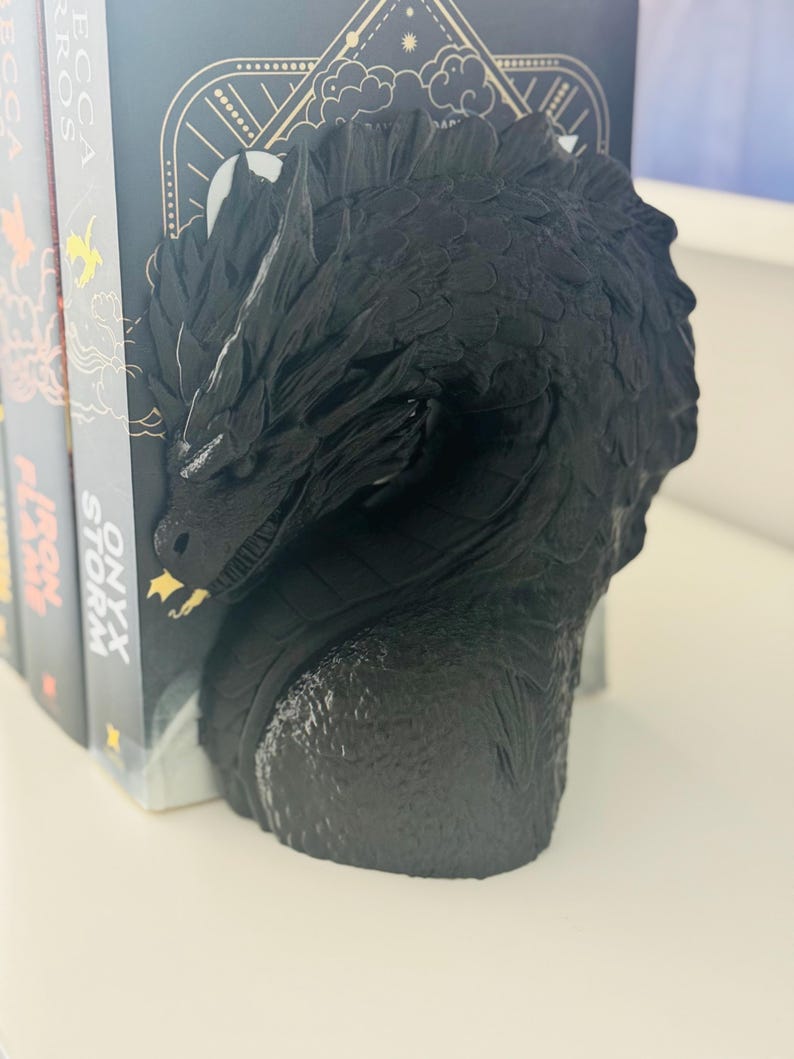 Elder Dragon Bookend: 3D Printed Fantasy Bookshelf Decor - Fourth Wing ...