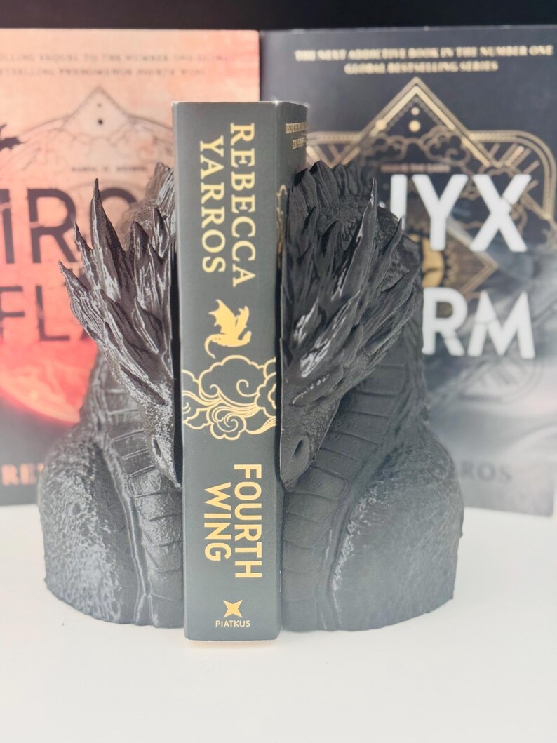 Elder Dragon Bookend: 3D Printed Fantasy Bookshelf Decor - Fourth Wing ...