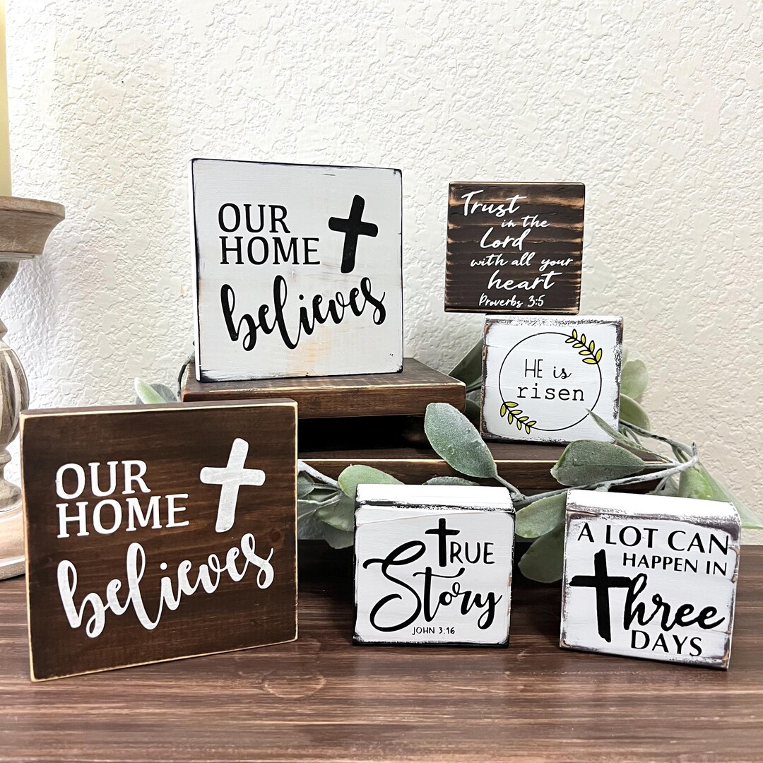 Rustic Faith Wood Signs One: Tiered Tray Religious Decor - Etsy