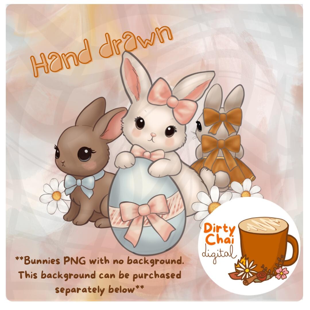 Cute Easter Bunnies Clip Art | 4000x4000 300dpi PNG File | High Quality ...