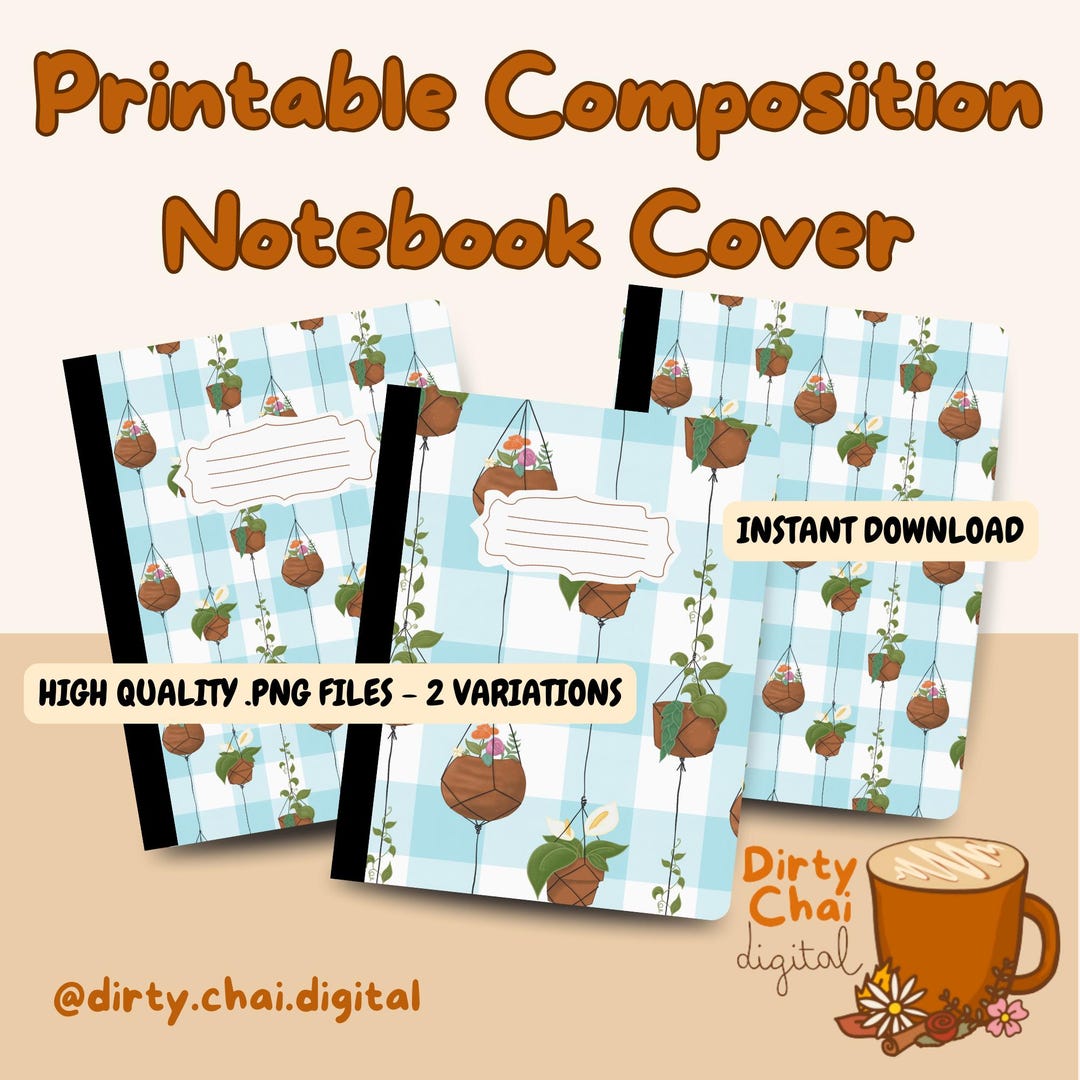 Printable Composition Notebook Cover PNG Custom Junk Journal Back to ...