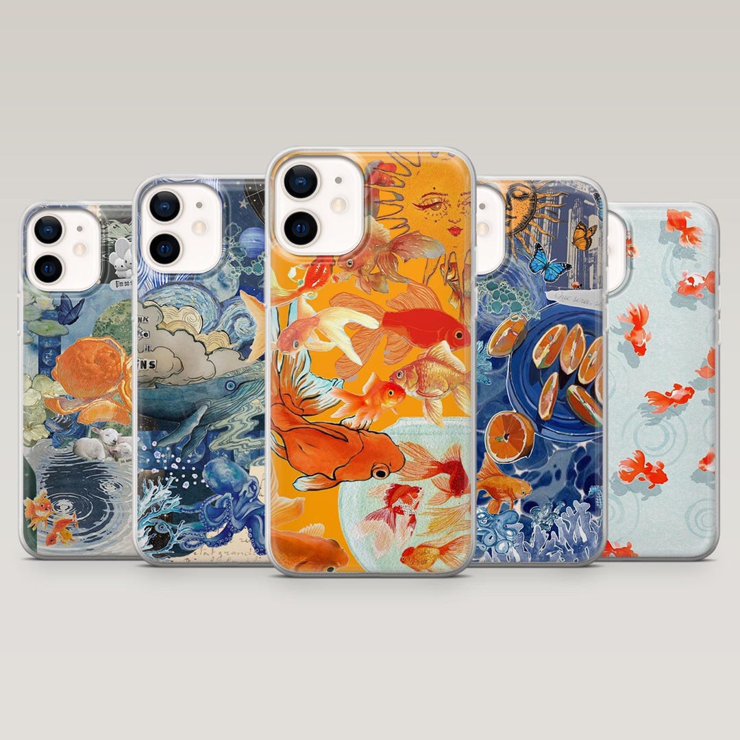 Goldfish Phone Case Koi Fish Ocean Life Cover for iPhone 17pro, 16, 15 ...