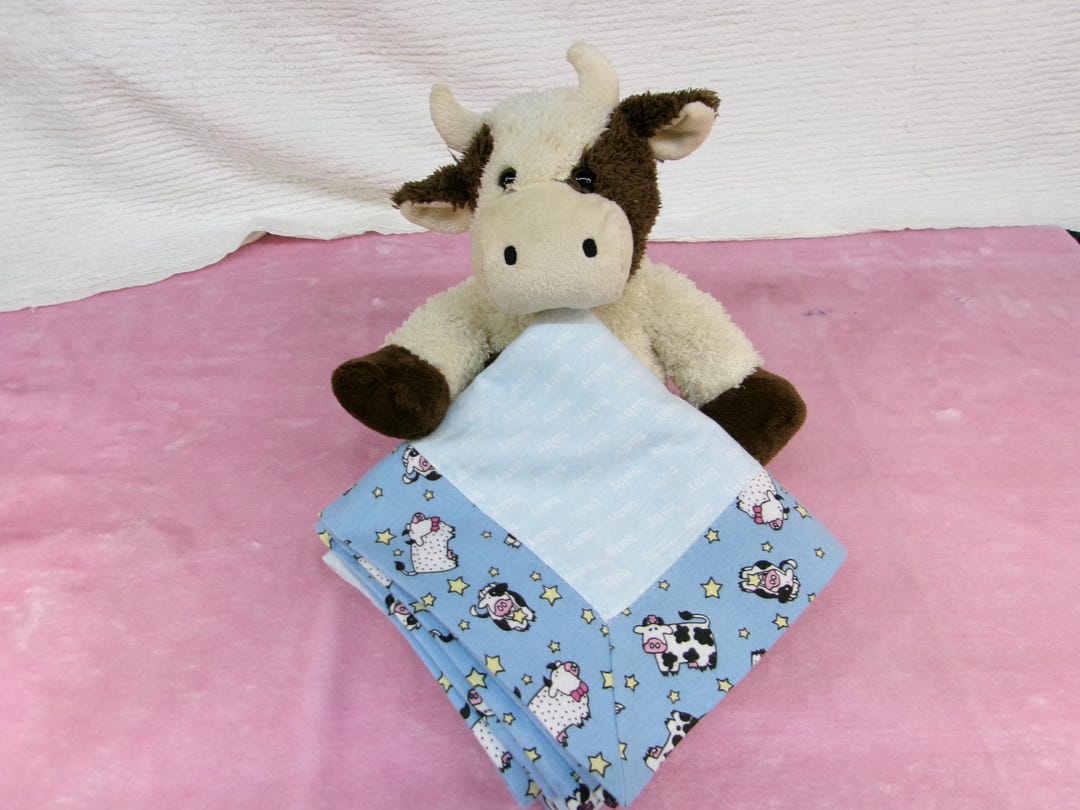 Baby Blue Flannel With Cow Print Border and Back - Etsy