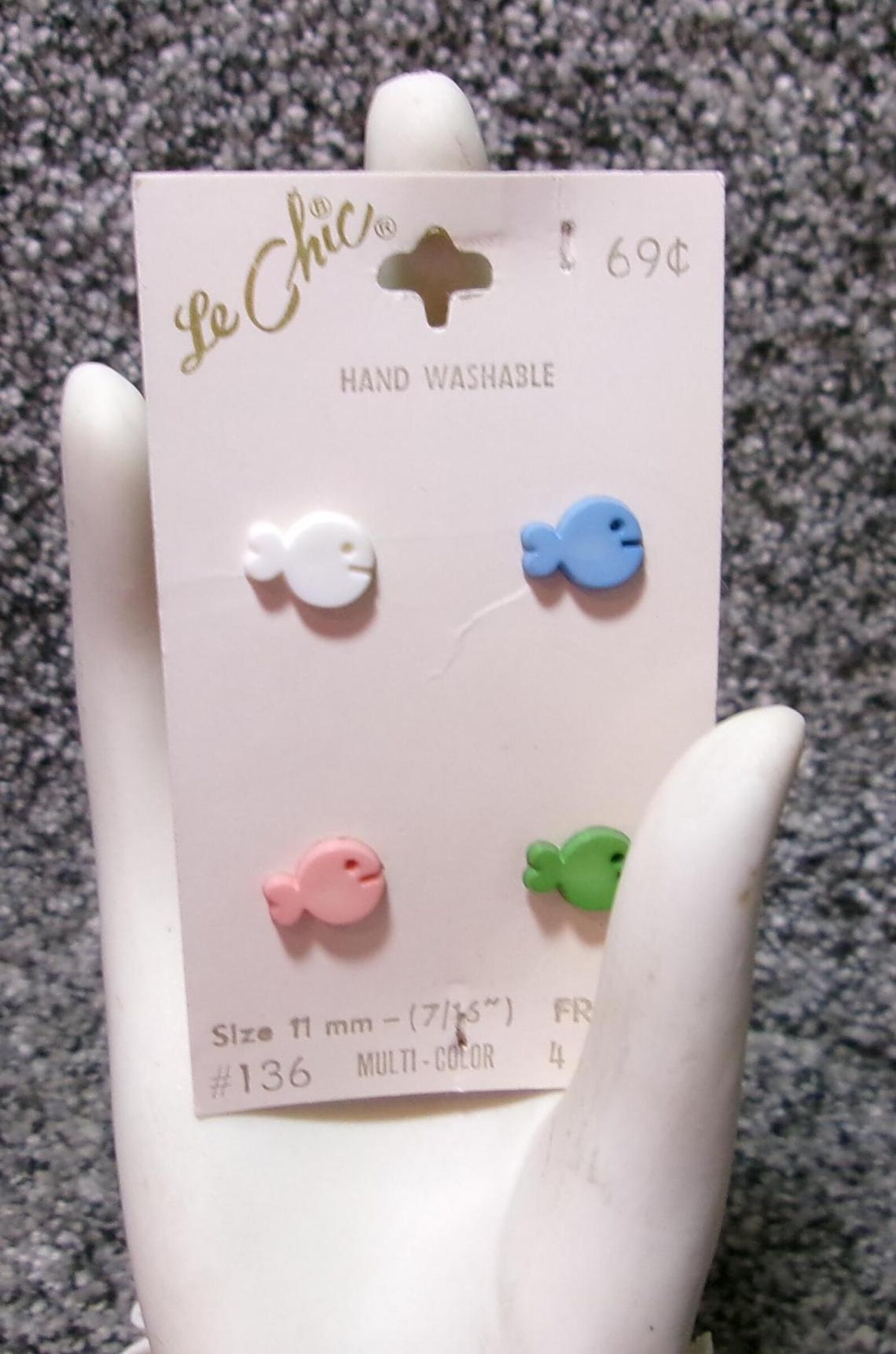 4 Ct. Fish Buttons by Le Chic on Original Card - Etsy
