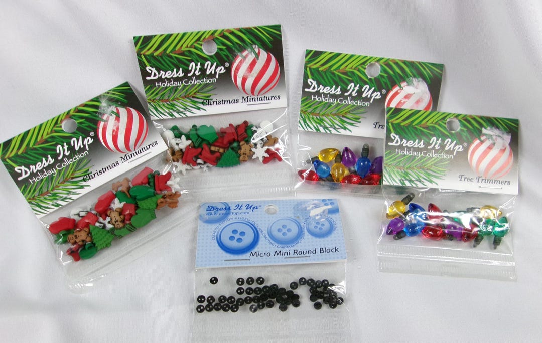5pk Christmas Buttons From Dress It up Holiday Collection and Micro ...