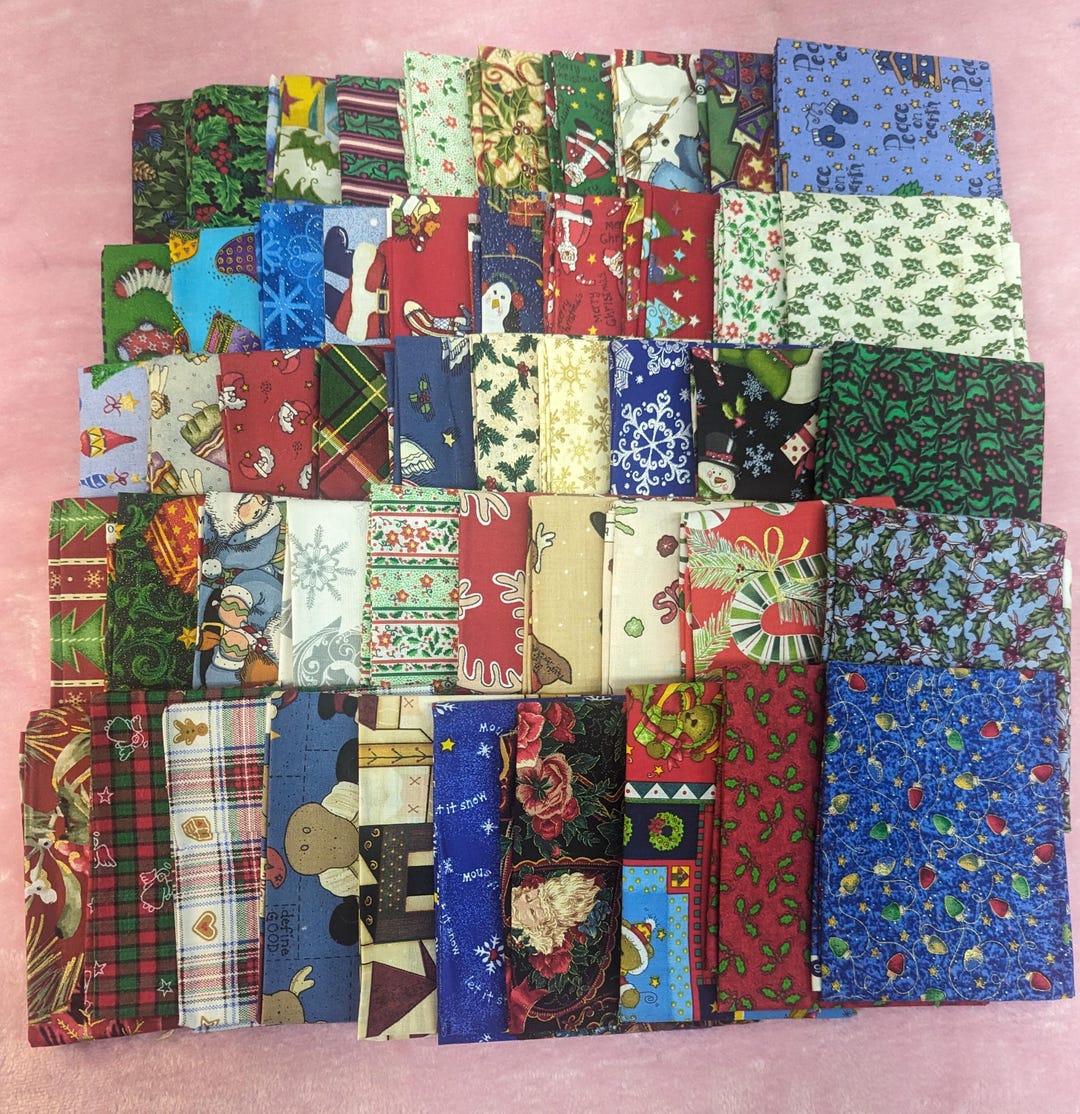 SUPER STASH BUILDER - 50 Fat Quarter Asst Christmas/winter Themed ...