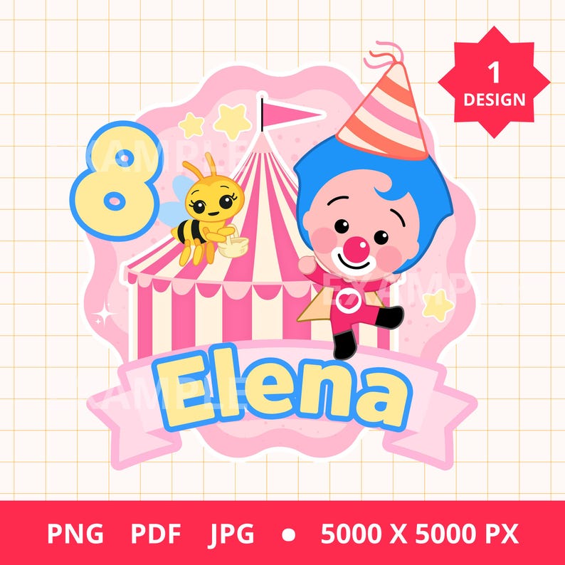 Plim Plim Chiquitita Bee Circus Clipart, Cake Topper PNG PDF JPG, Kids ...