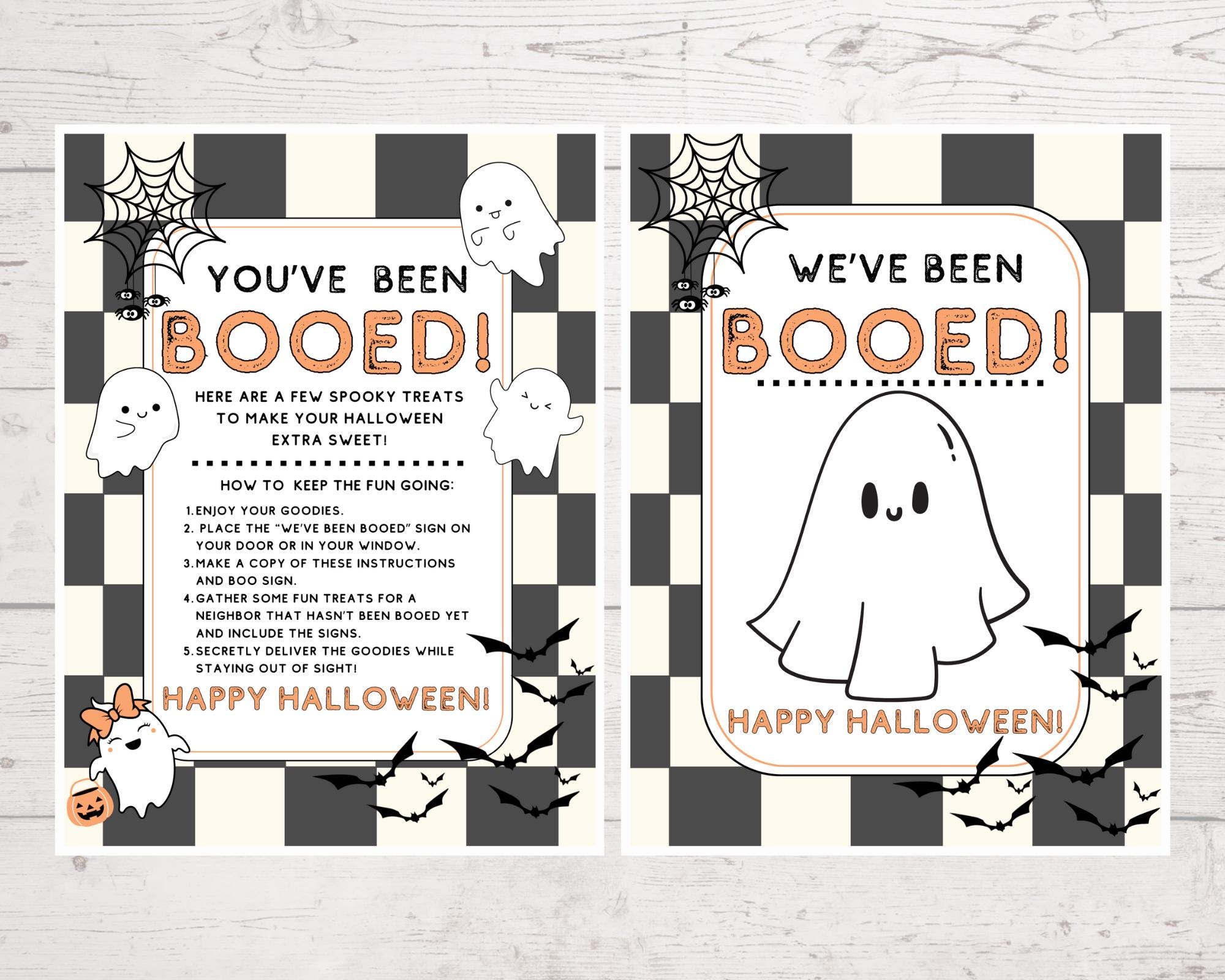 Printable Cute Black Ghost Halloween You've Been Booed Sign-5-spooky ...