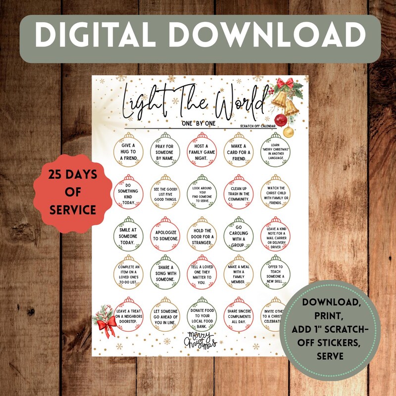 Kids Advent Scratch Off - Etsy