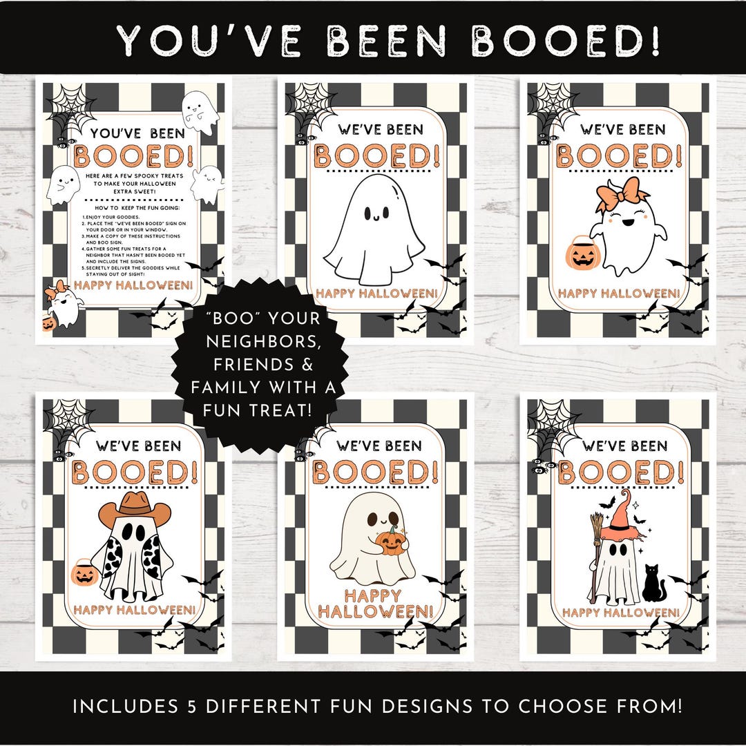 Printable Cute Black Ghost Halloween You've Been Booed Sign-5-spooky ...