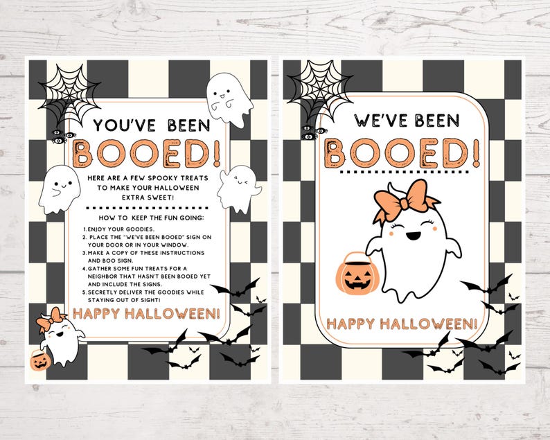 Printable Cute Black Ghost Halloween You've Been Booed Sign-5-spooky ...