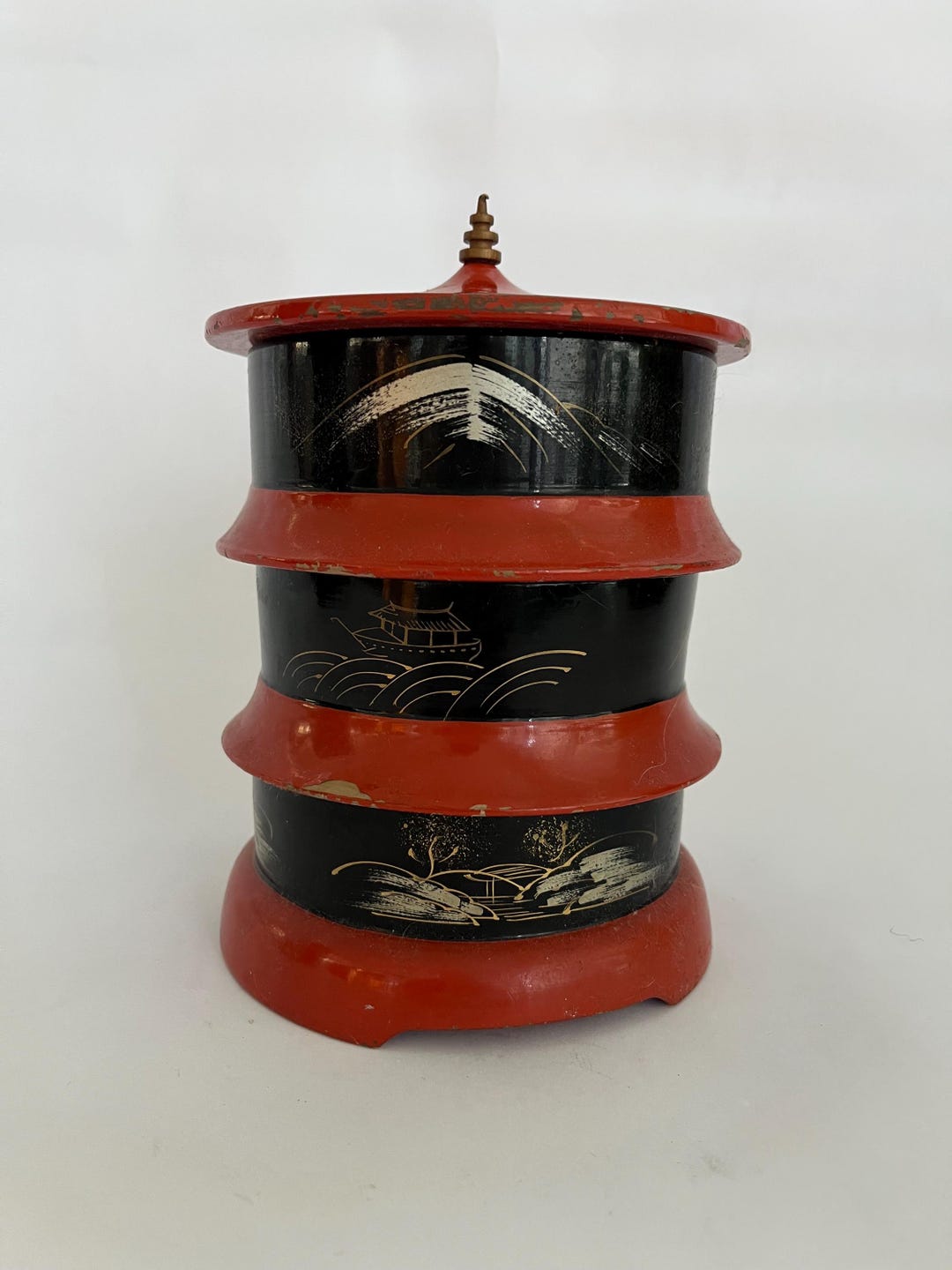 Japanese Lacquer Pagoda Wood Stacking Bento Boxes Made in Japan - Etsy