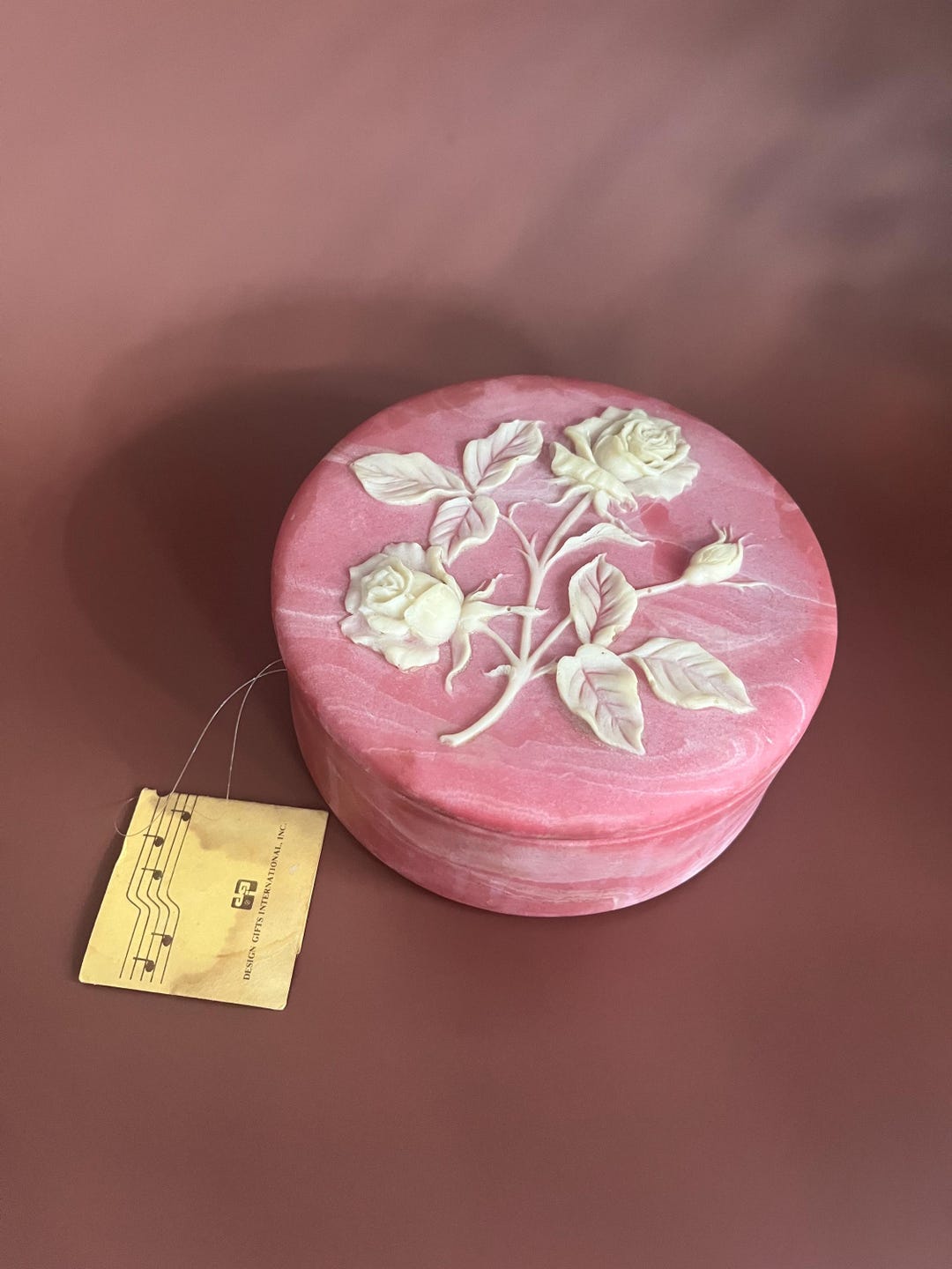 Incolay Rose Music Box: Pink Stone Jewelry Treasure Box - Etsy