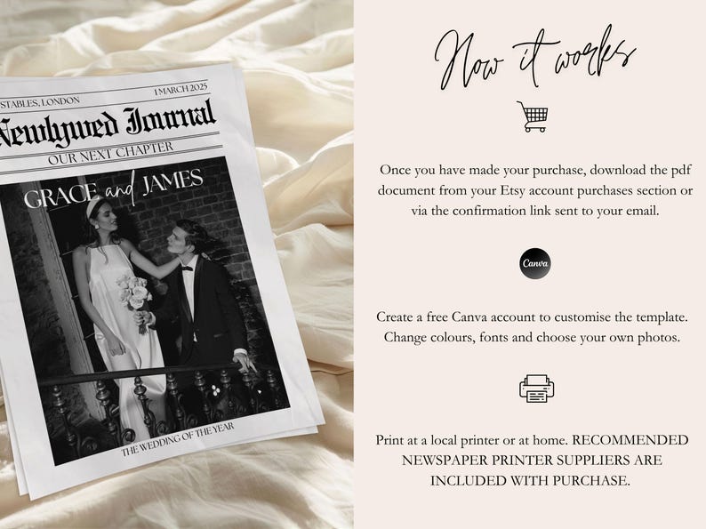 Wedding Newspaper I Wedding Newspaper Template I Newspaper Wedding ...