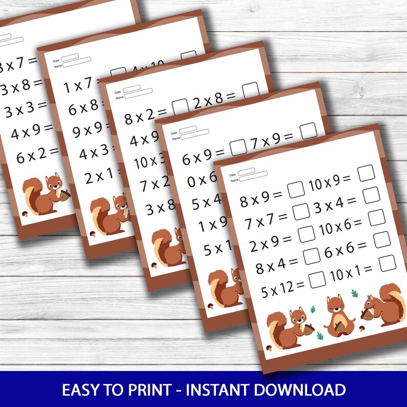 12 Printable Multiplication Worksheets, Maths Drills, Maths Learning ...