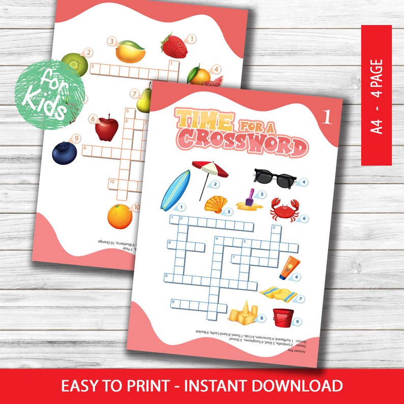 Crossword Puzzle for Kids, Word Search Puzzles, Kids Activities ...
