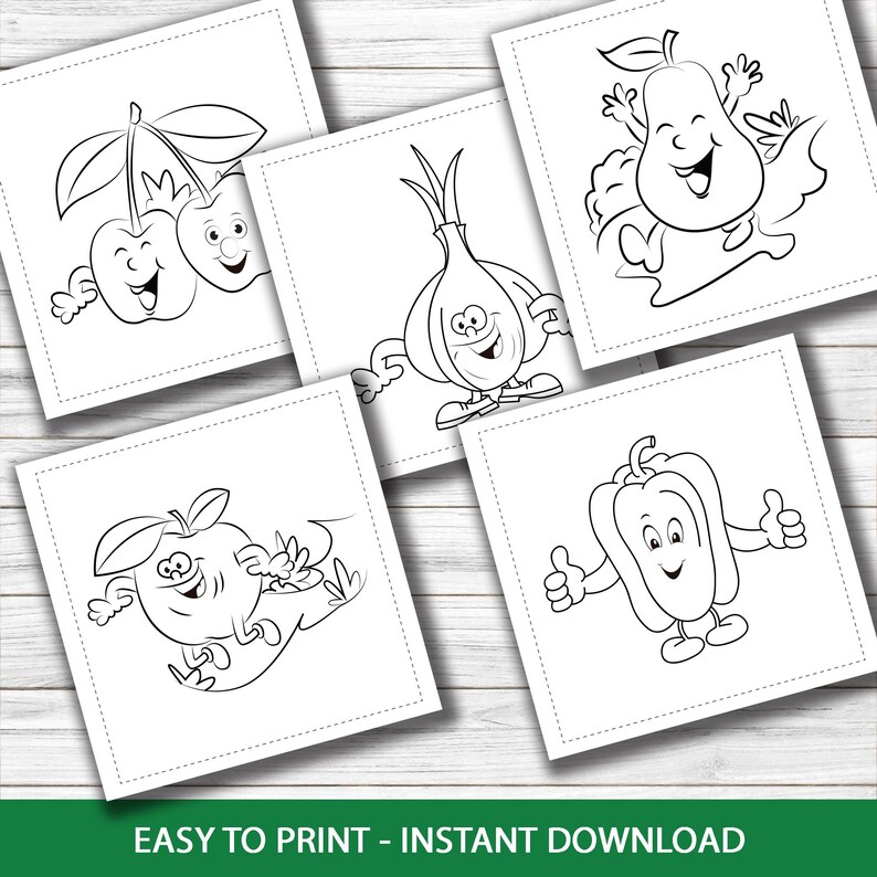 Fruit Vegetable Coloring Pages for Kids, Printable Toddlers Activity ...
