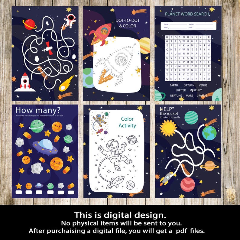 Space Activity Color Book, Kids Space Activity Book, Solar System Games ...