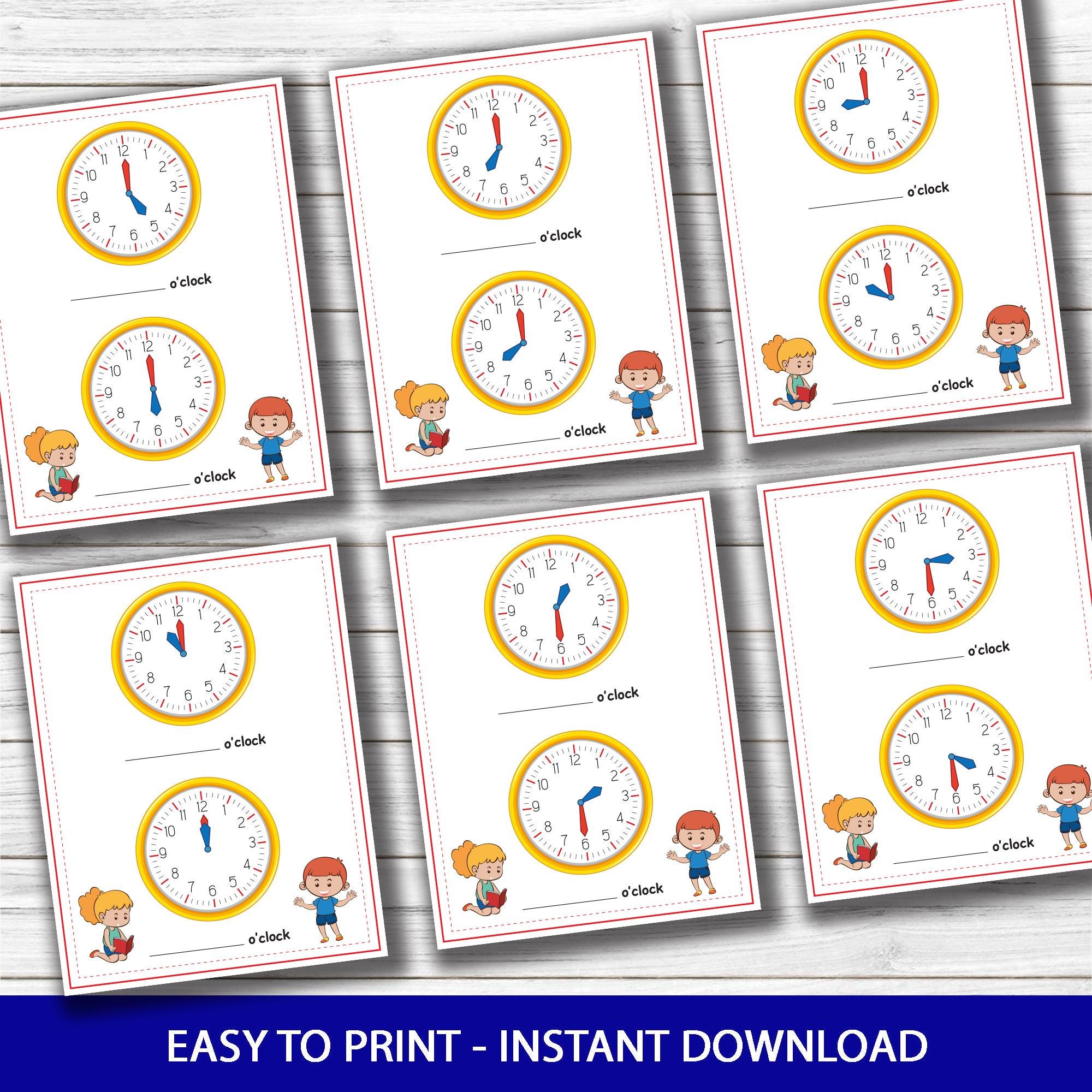 25 Page Telling Time Worksheets, Reading the Clock, Homeschool, Telling ...