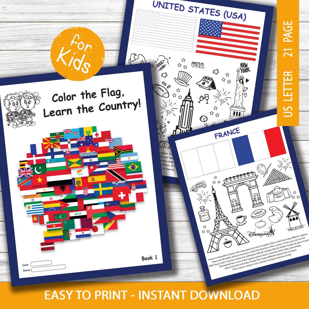 Printable Country Flag Coloring Book for Kids – Learn Countries ...