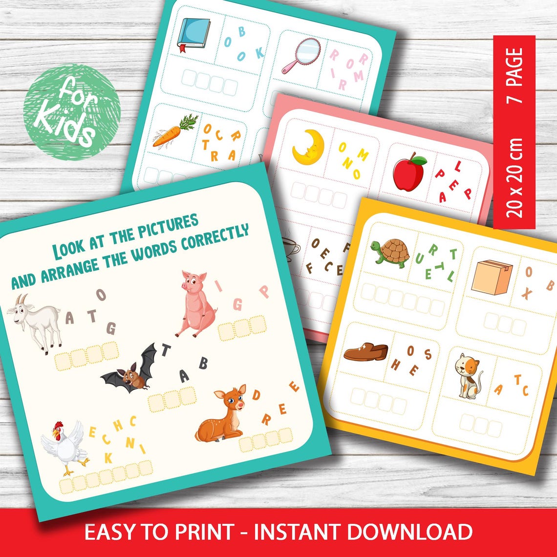 Educational Matching Worksheets for Kids, Match the Picture, Printable ...