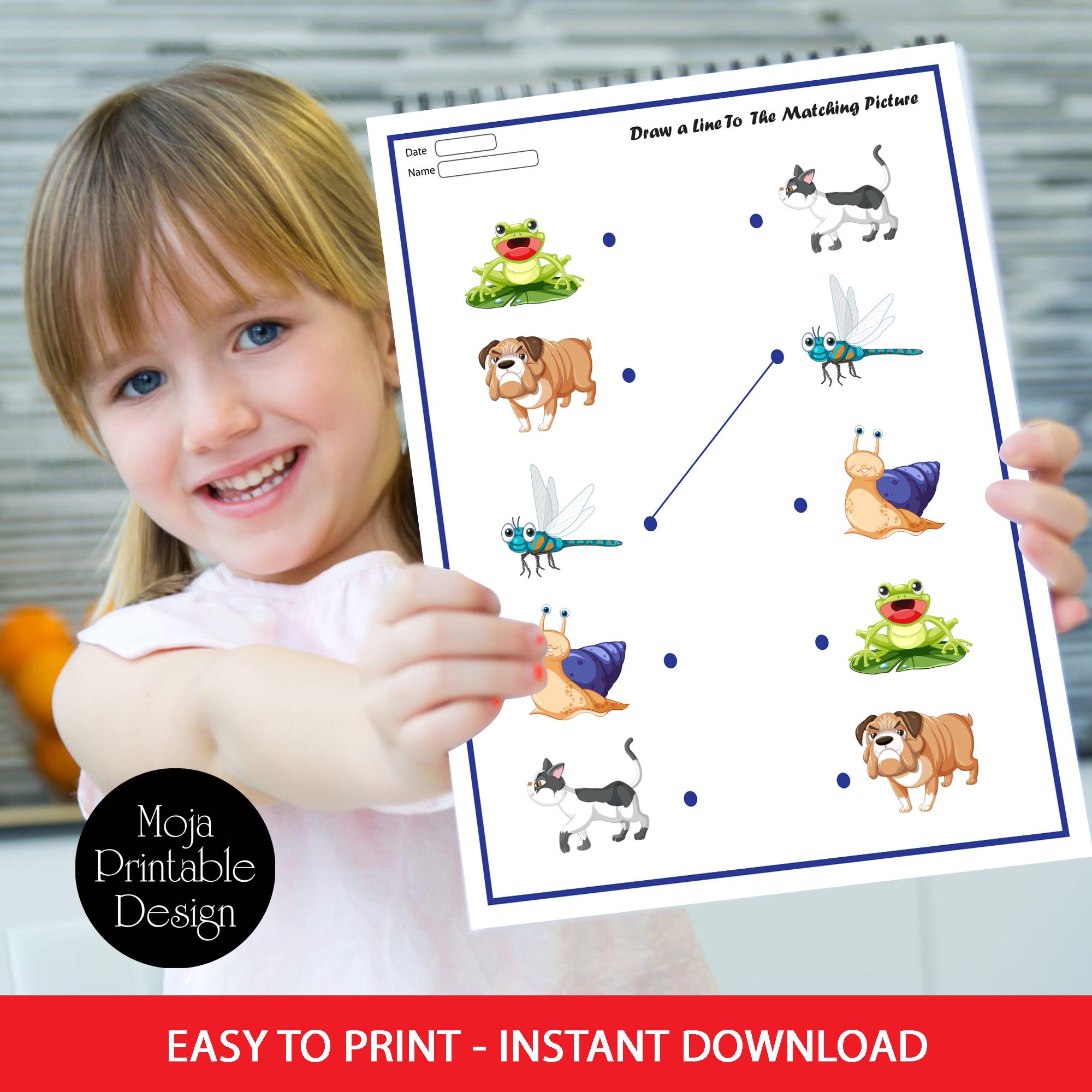 Educational Matching Worksheets for Kids, Match the Picture, Printable ...