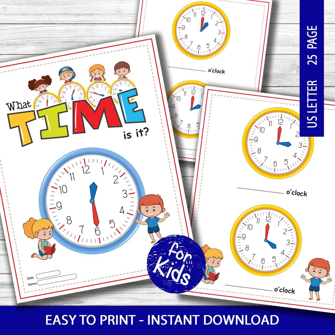 25 Page Telling Time Worksheets, Reading the Clock, Homeschool, Telling ...