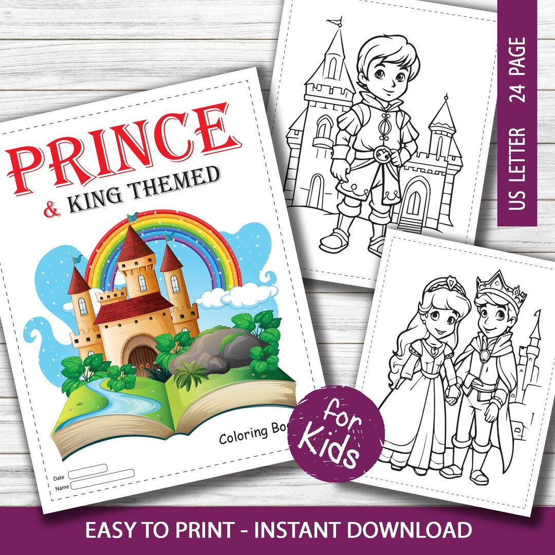 Prince & King Themed Coloring Pages for Kids, Educational and Fun ...